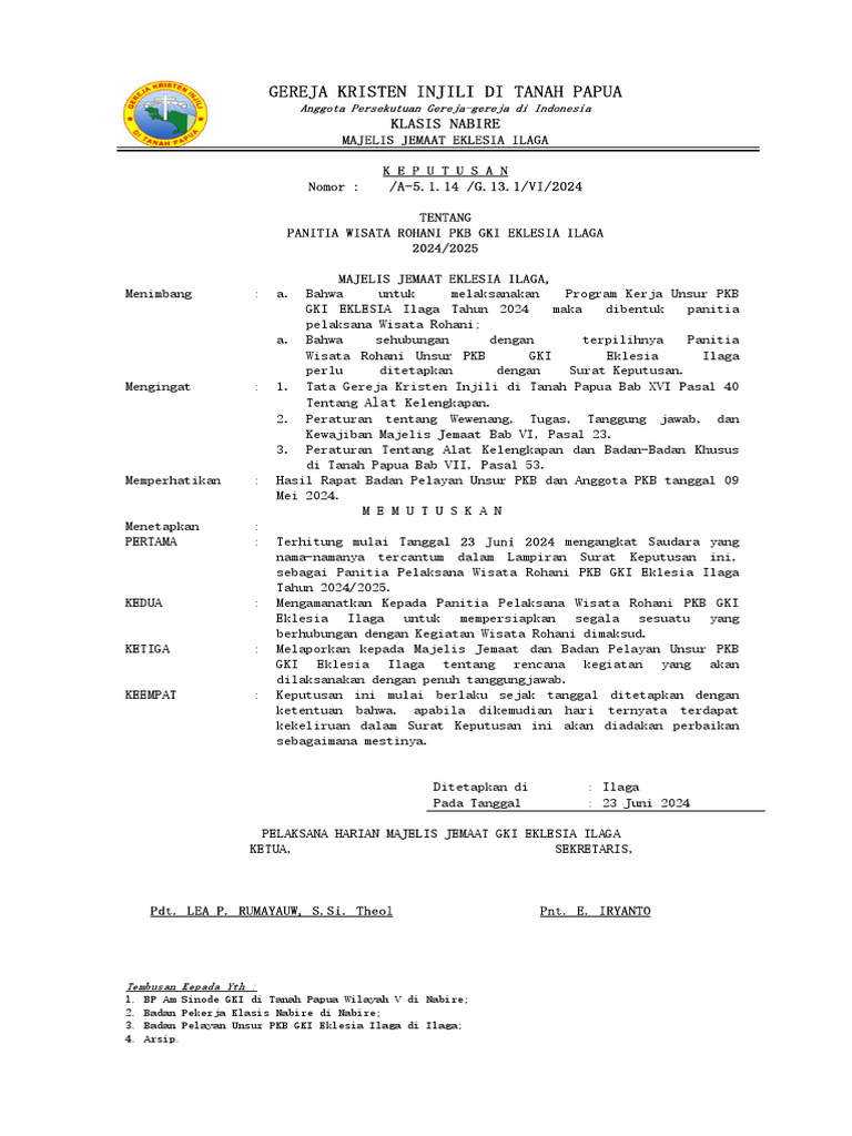 Draf SK Panitia Wisata Rohani PKB | PDF