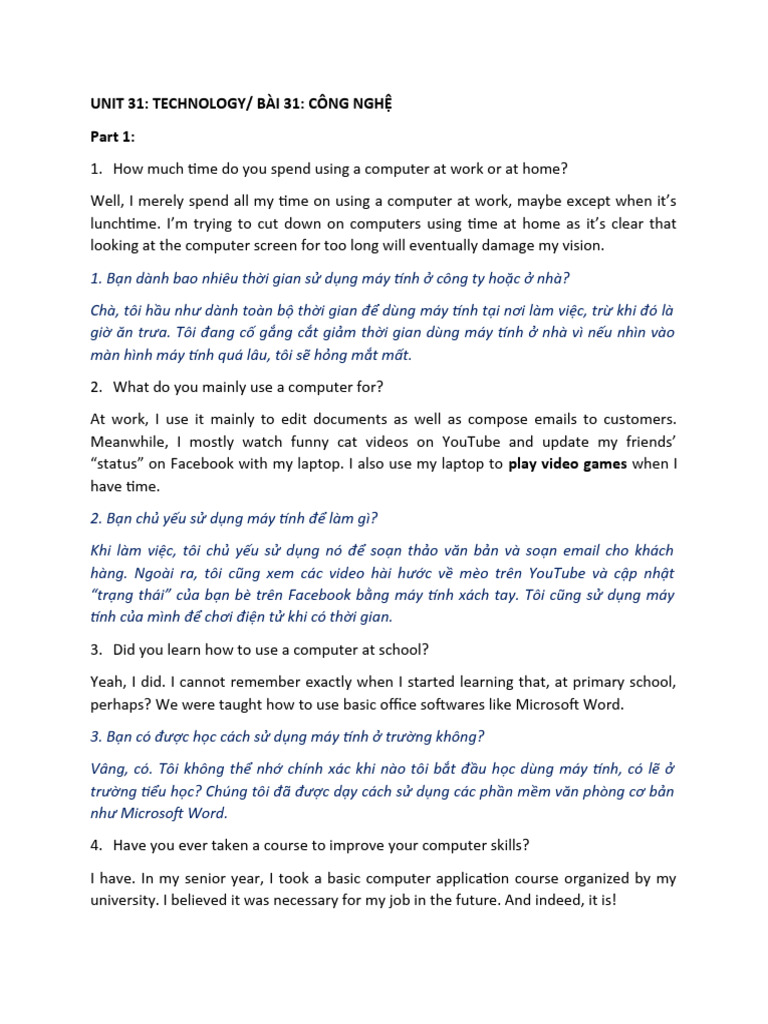 TECHNOLOGY - Sample Answer | PDF