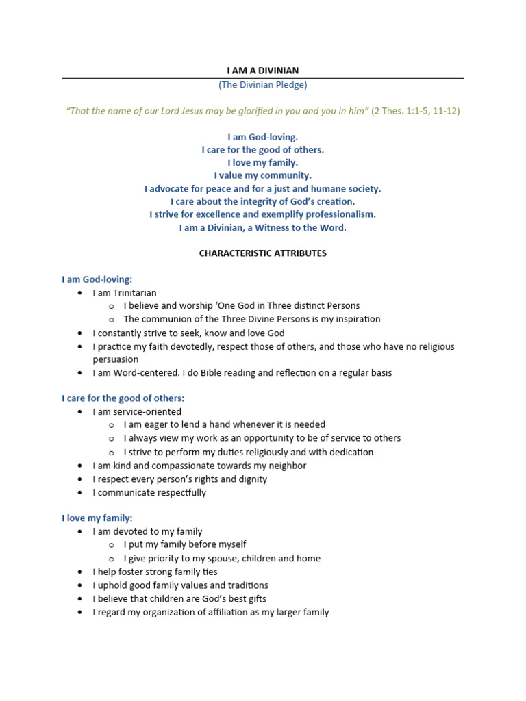 DIVINIAN PLEDGE Latest Edition 310822 1 | PDF | Trinity | God