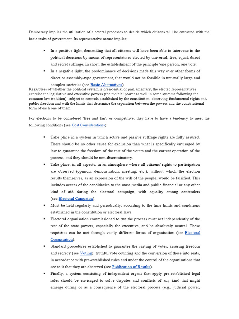 Democracy Implies The Utilisation of Electoral Processes To Decide ...