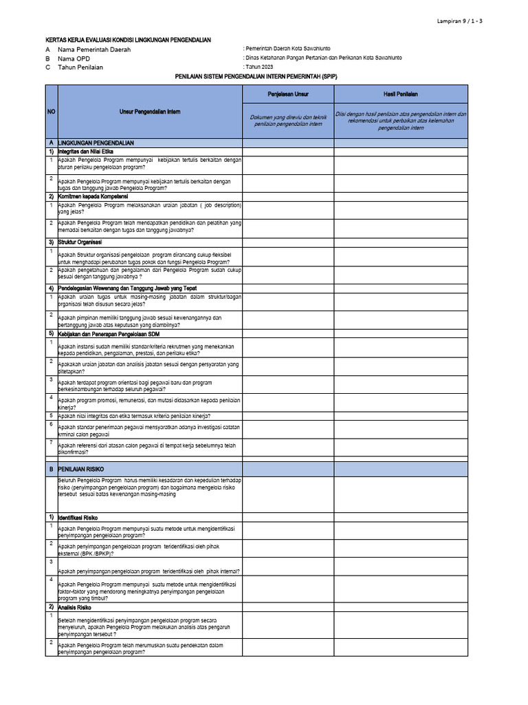 KK Penilaian SPI Audit Ketaatan | PDF