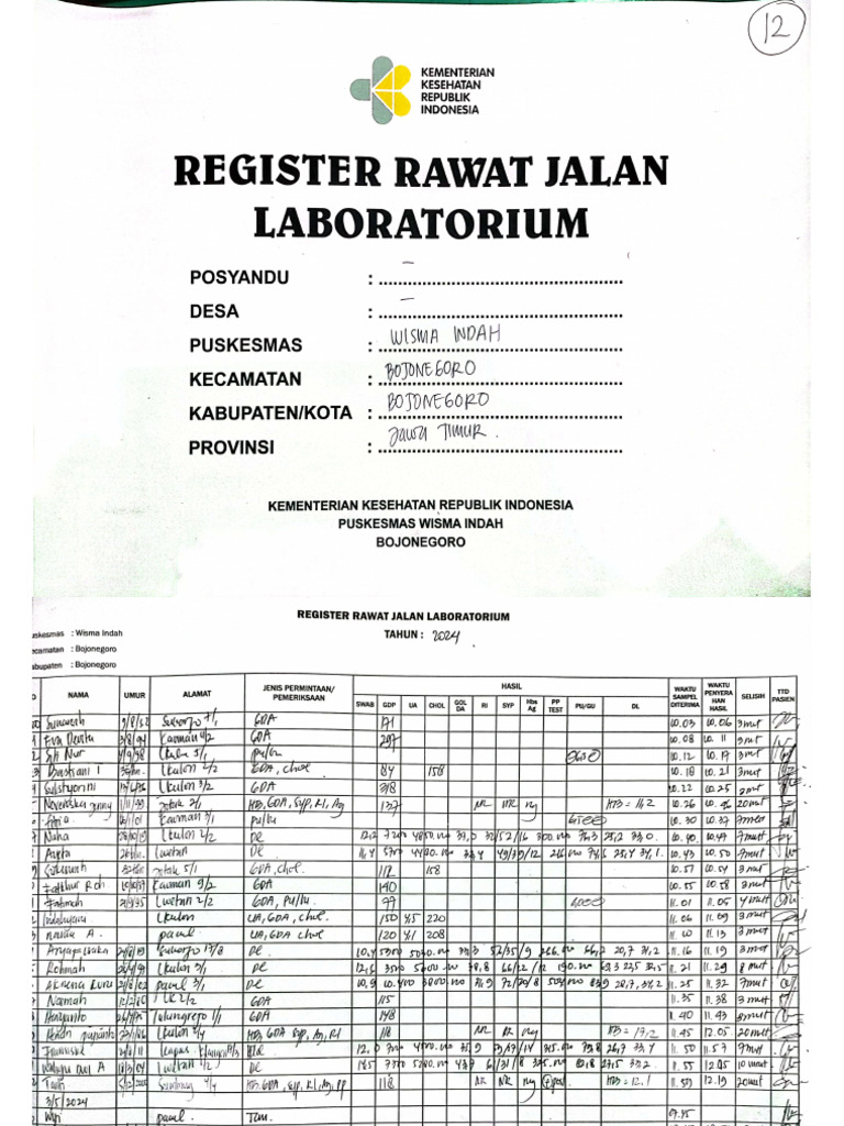 Register Lab TL Dan Evaluasi Penyerahan Hasil Lab Mei 24 | PDF