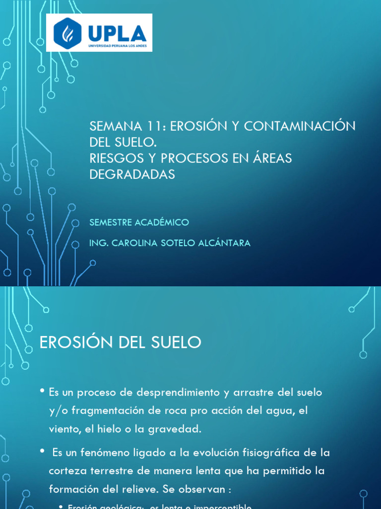 Semana 11 Erosión y Contaminación Del Suelo. | PDF | Erosión | Suelo
