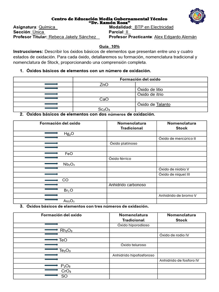 Guia De Ejercicos Quimica Descargar Gratis Pdf óxido Química
