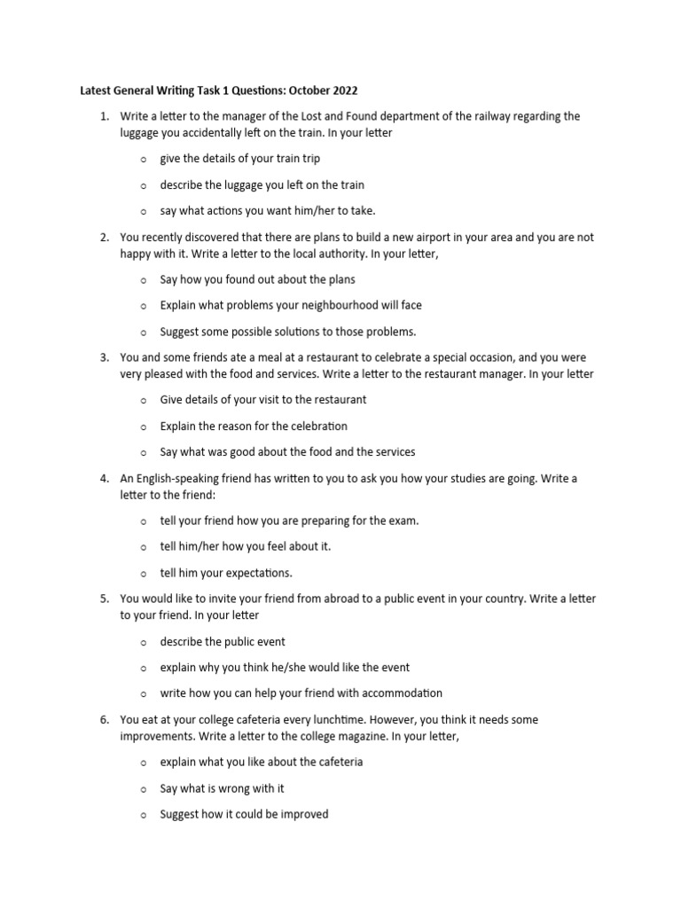 IELTS - Past Questions Writing Task 1 | PDF