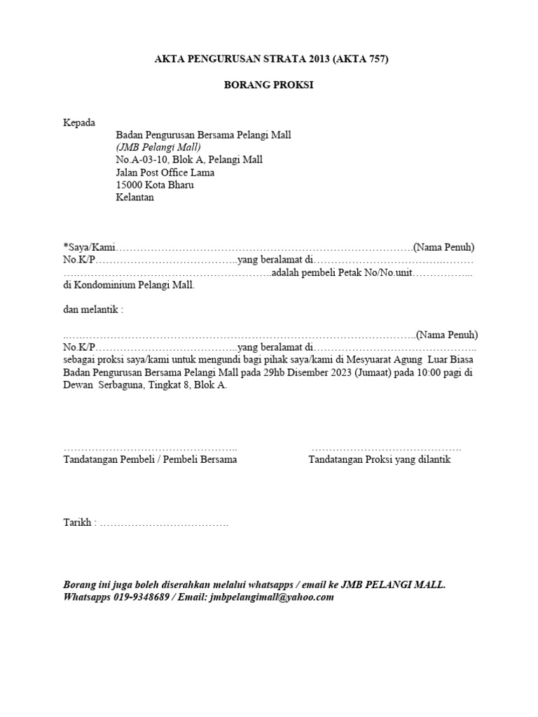 Borang Proksi 2023 | PDF