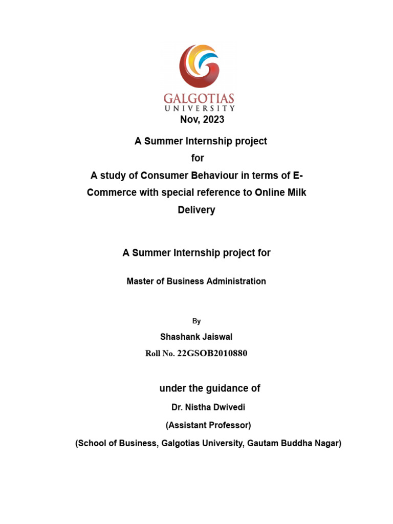 Shashank - Sip - Report Final | PDF