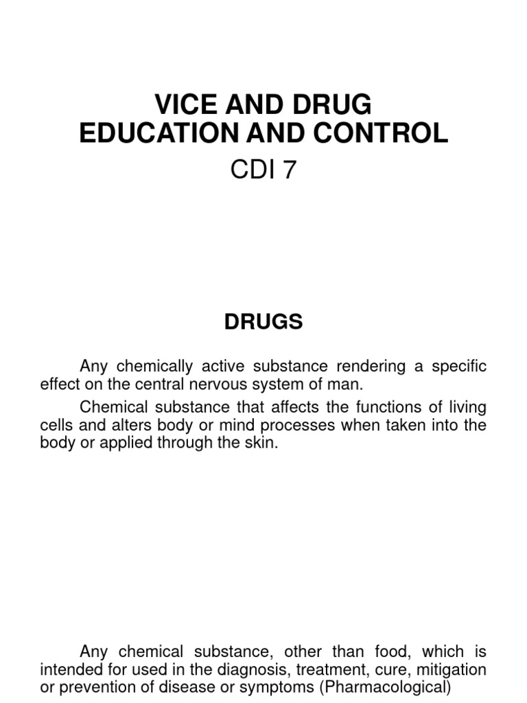 Vice and Drug Education and Control Edited | PDF | Illegal Drug Trade ...