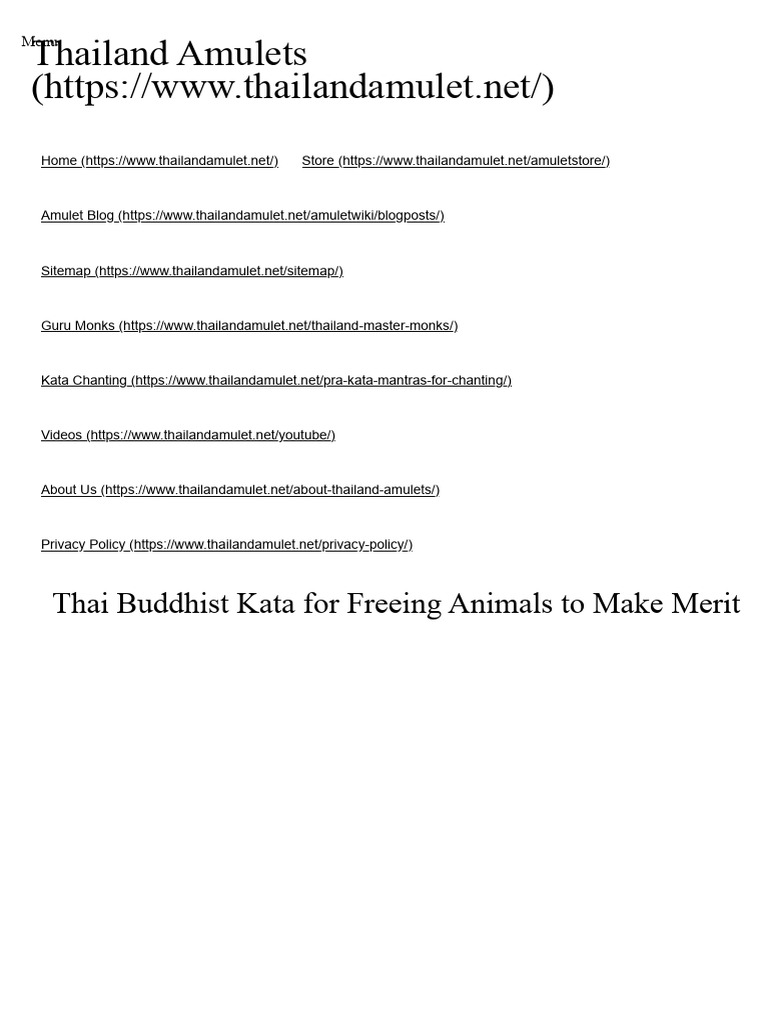 Birdrelease-Thai-Thai Buddhist Kata For Freeing Animals To Make Merit - Thailand Amulets | PDF ...