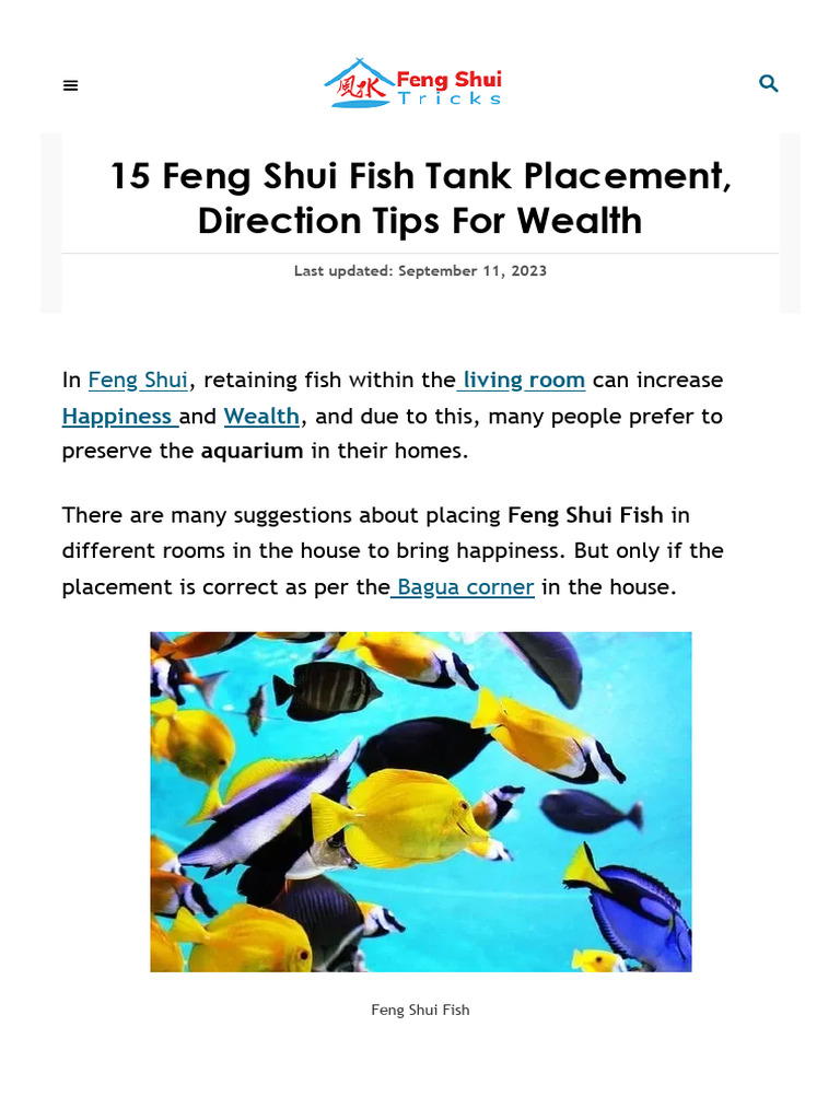 15 Feng Shui Fish Tank Placement, Direction Tips For Wealth | PDF ...