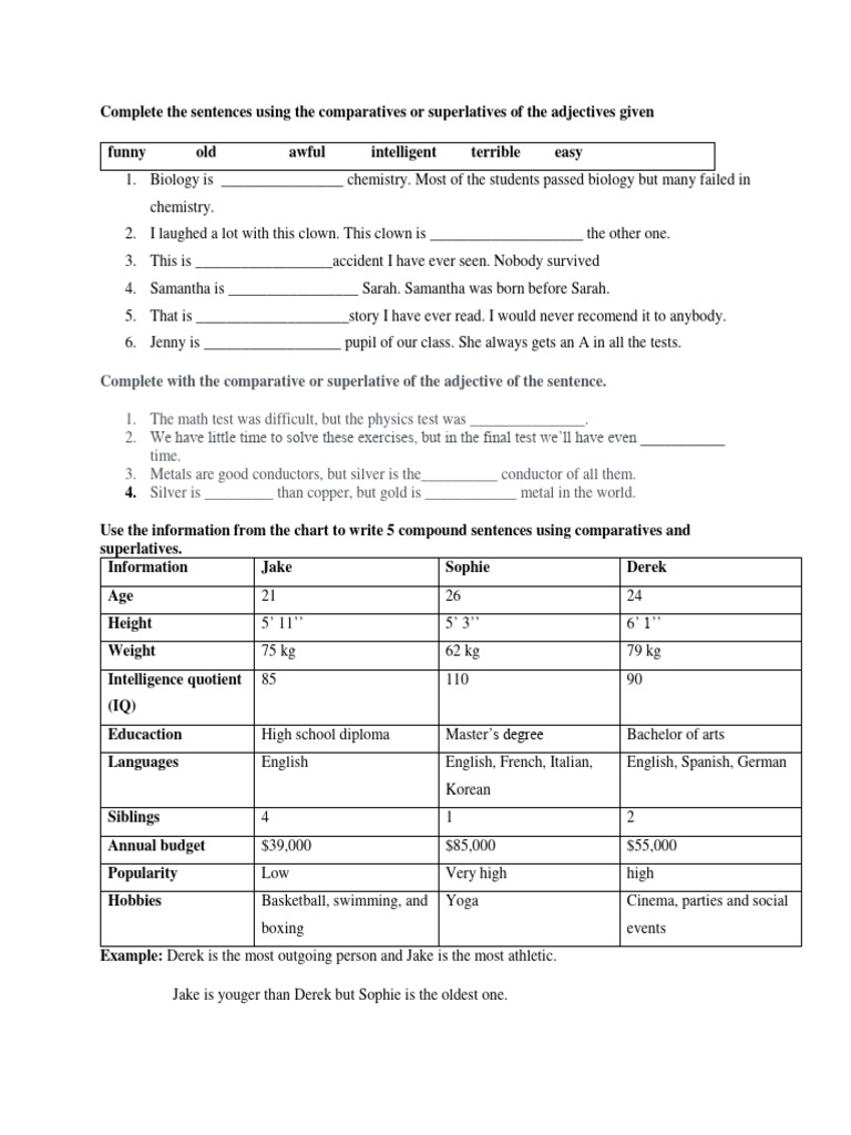 Comparative Superlative Practice | PDF
