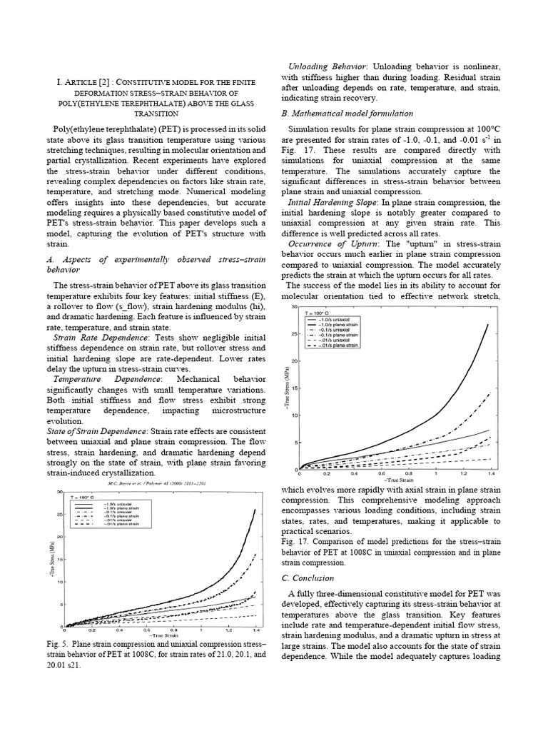 Review Constitutive Model For The Finite Deformation Stress Strain
