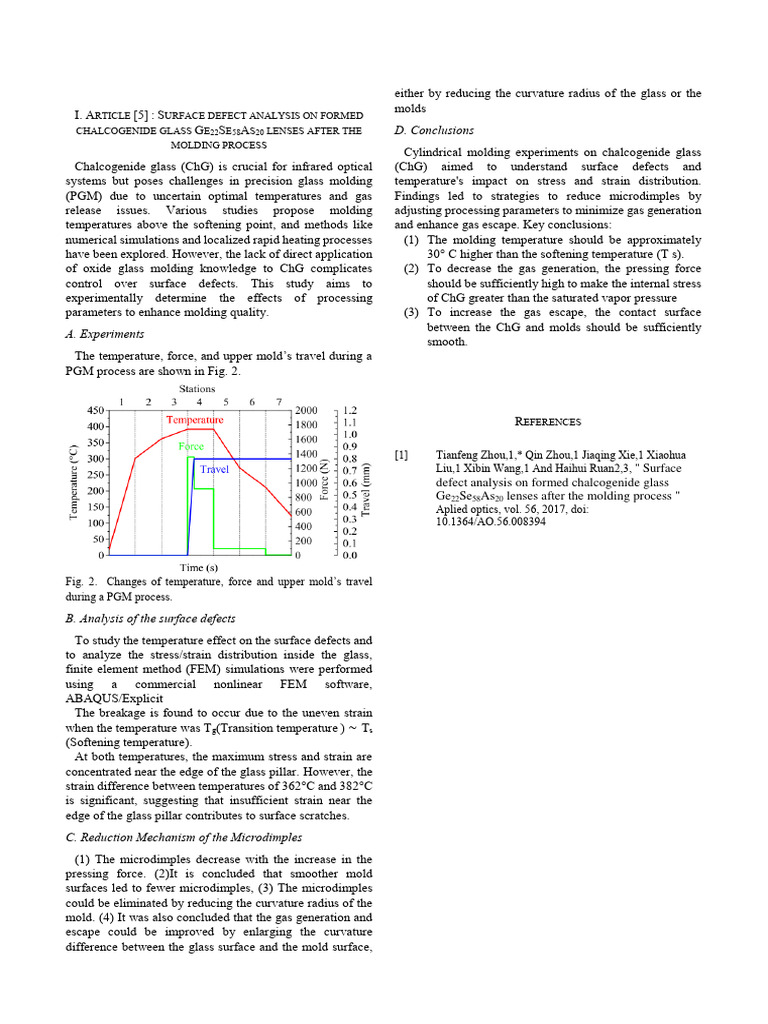 Review: SURFACE DEFECT ANALYSIS ON FORMED CHALCOGENIDE GLASS ...