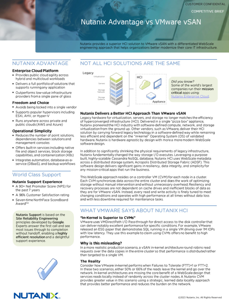 Nutanix vs VMware vSAN: HCI Comparison | PDF | Computers | Technology & Engineering