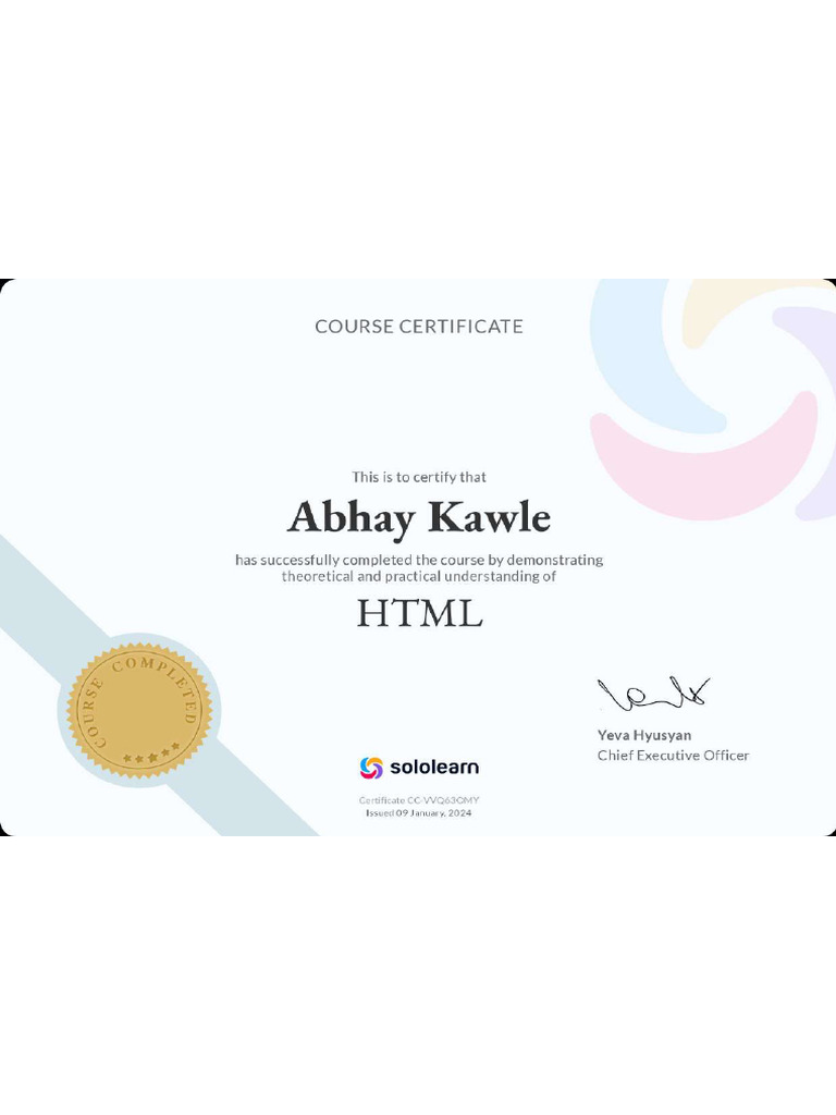HTML Certificate | PDF
