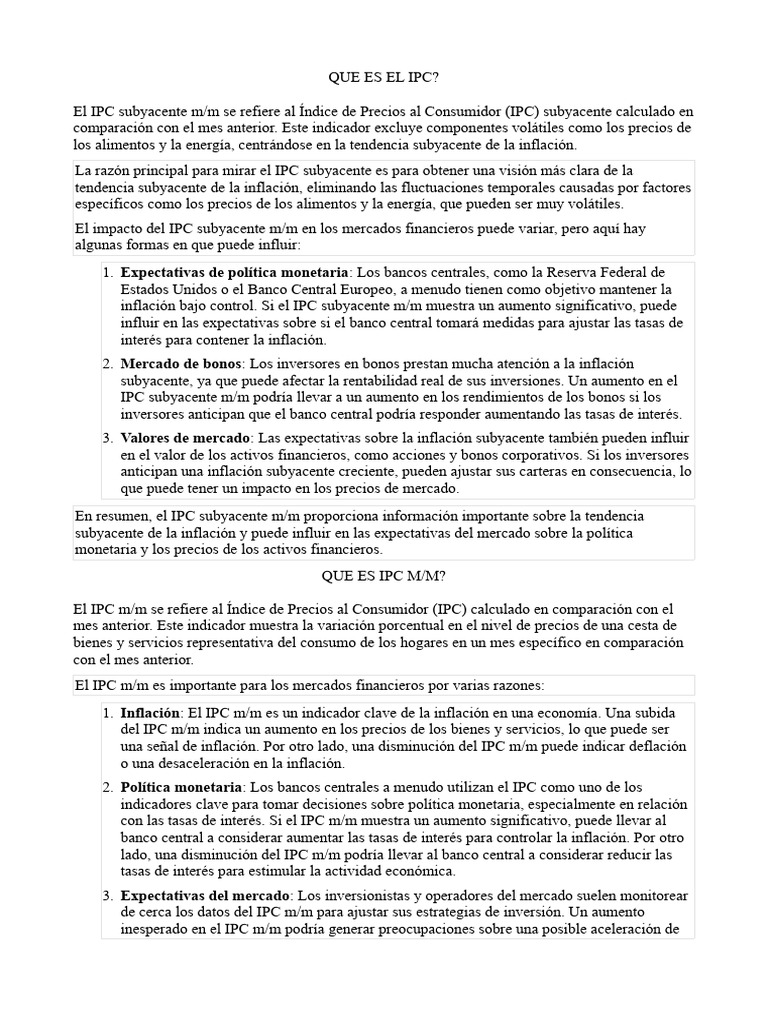 Que Es El Ipc 1 ? | PDF | Inflación | Índice de precios al consumidor