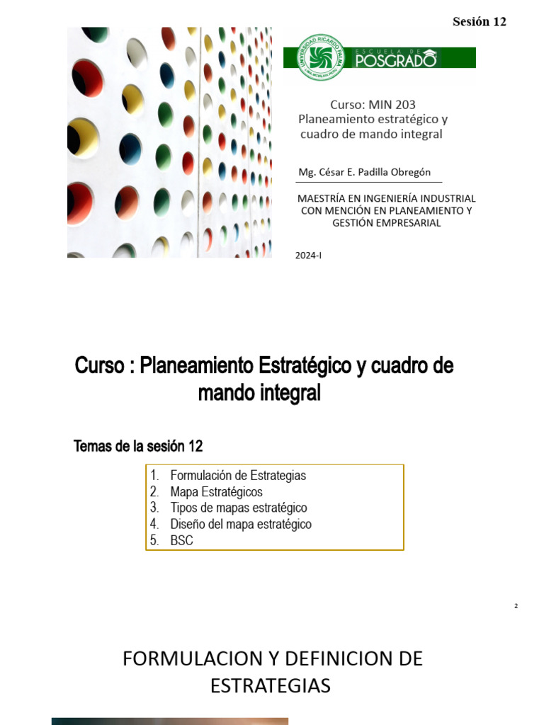 Sesion 12 Formulacion y Definicion de Estartegias Mapas Estrategicos ...