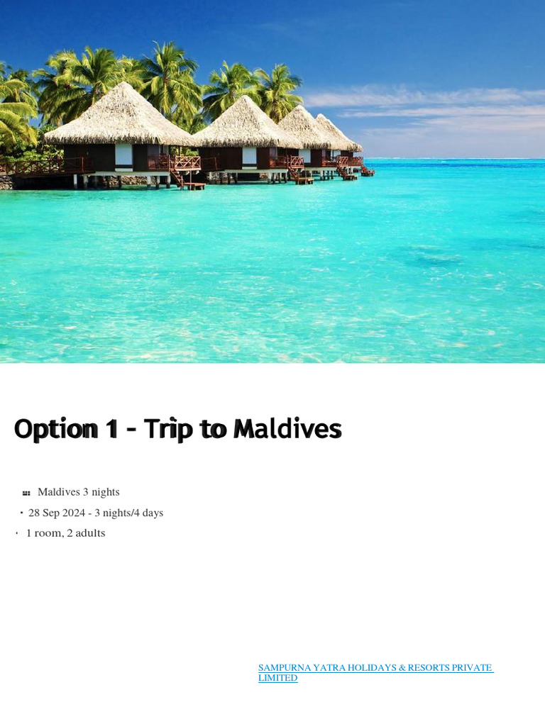 Option 1 - Trip To Maldives | PDF | Travel Visa | Hotel