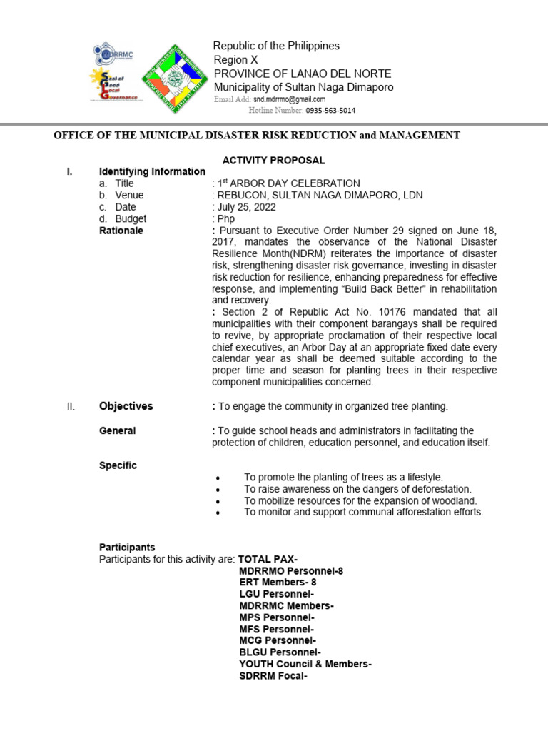 Arbor Day Celebration Proposal | PDF | Disaster Risk Reduction
