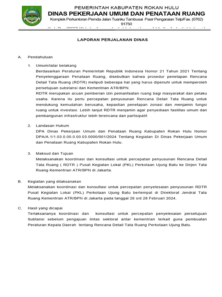 Laporan SPPD JKT RDTR 23 Feb | PDF