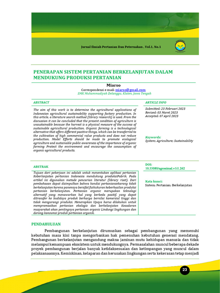 Implementasi Sistem Pertanian Berkelanjutan | PDF