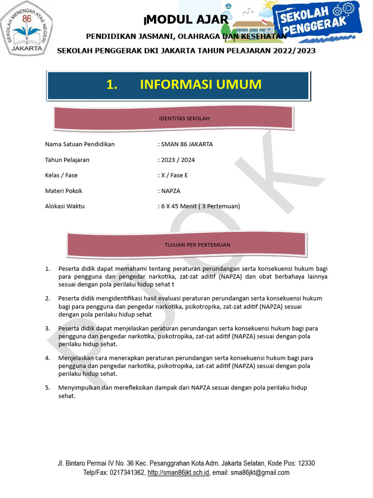 5.3. Modul Ajar Napza KLS X SMT 2 | PDF | Pengembangan Diri | Sains & Matematika