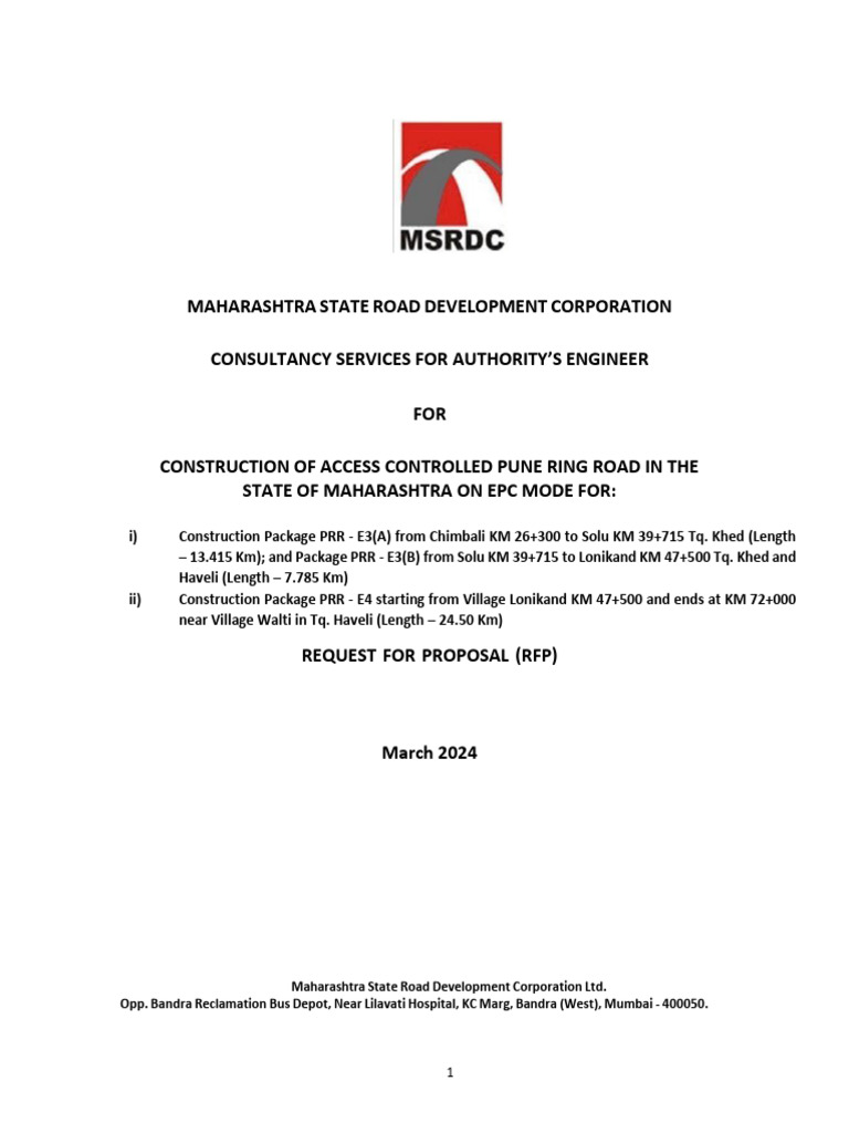 Pune Ring Road - PRR PKG e 3 & 4 | PDF | Request For Proposal | Taxes
