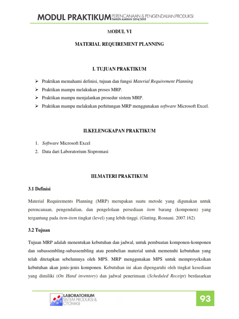 Modul 4 Material Requirement Planning | PDF | Komputer