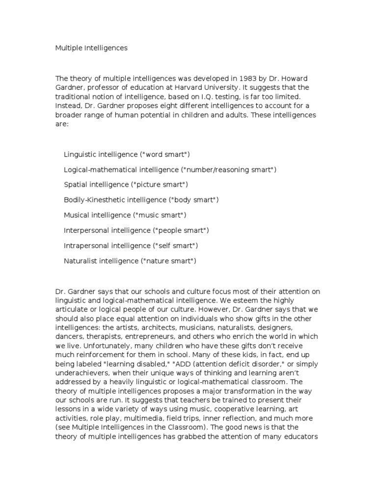 Dr. Thomas Armstrong - Multiple Intelligences | PDF | Teaching ...