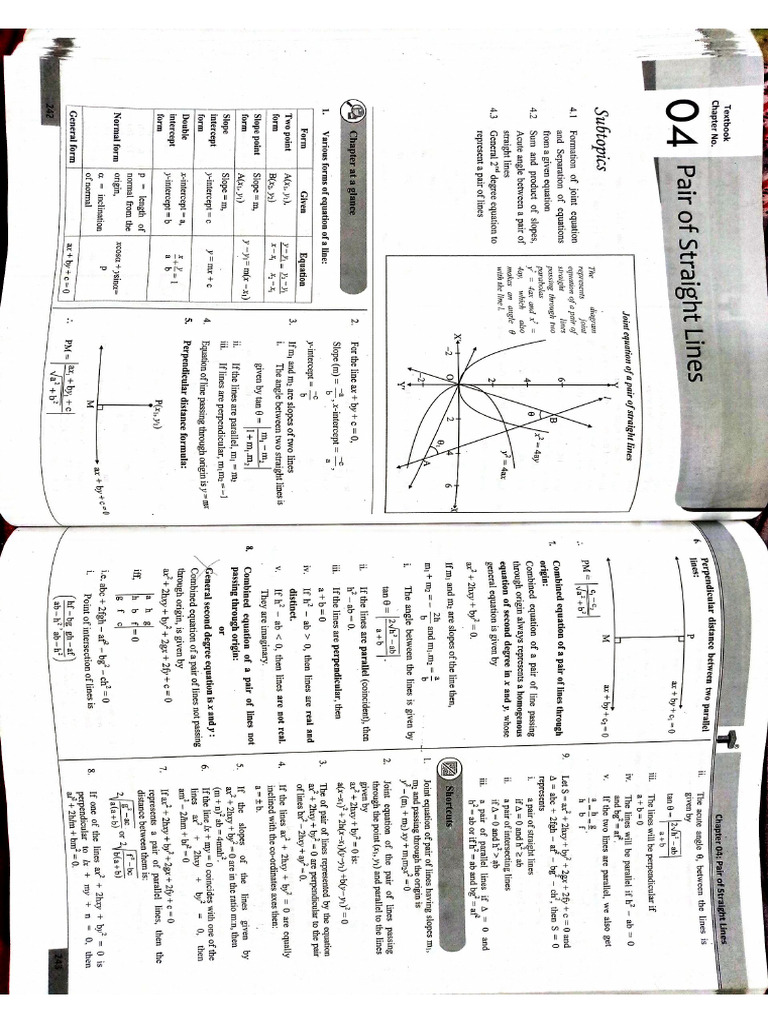 Maths 12th MHT-CET Chap 4 Pair of Straight Line | PDF