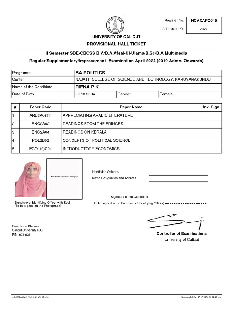 Hallticket Download | PDF