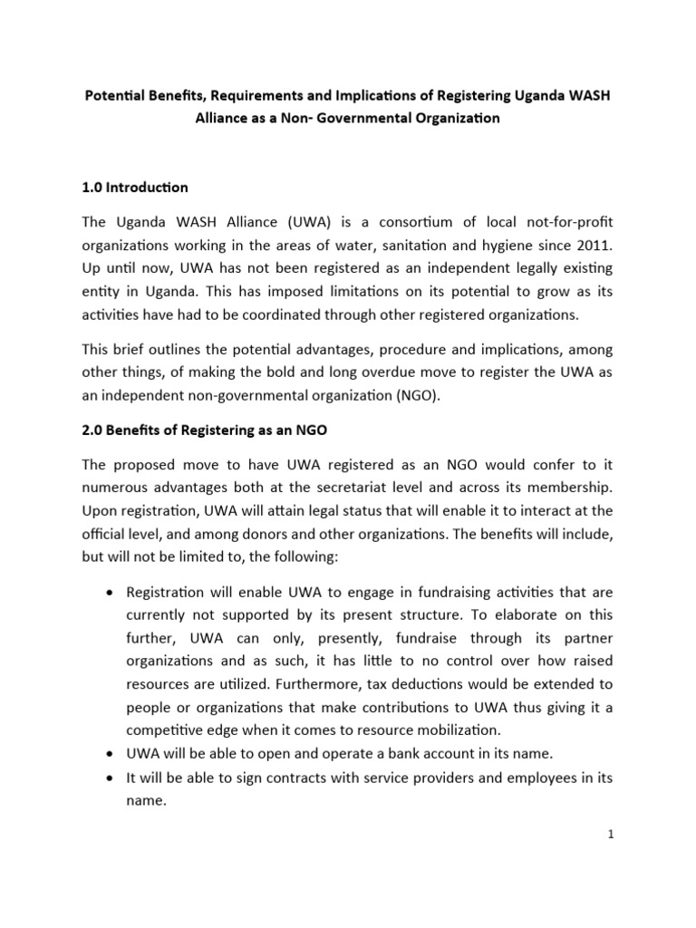 Brief On UWA NGO Registration Process | PDF | Non Governmental ...