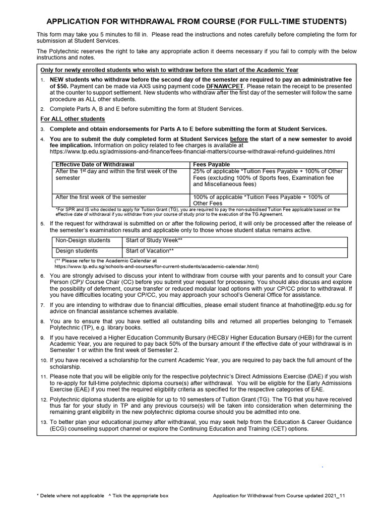 course-withdrawal-form | Download Free PDF | Academic Term | Tuition ...