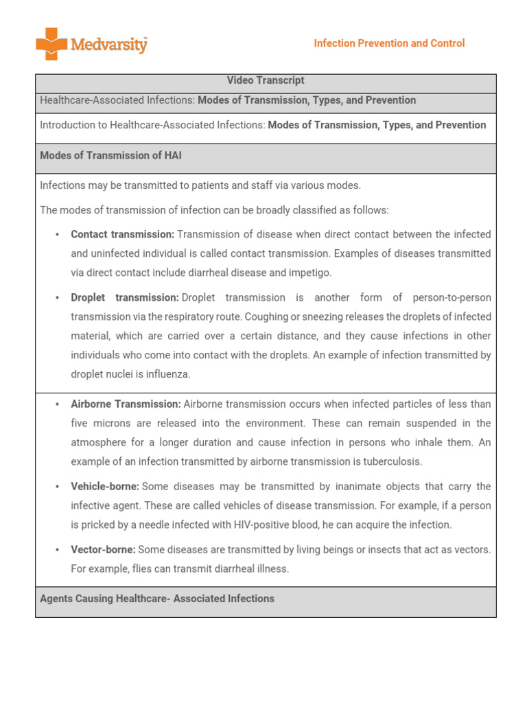 1.modes of Transmission, Types, and Prevention | PDF | Infection ...