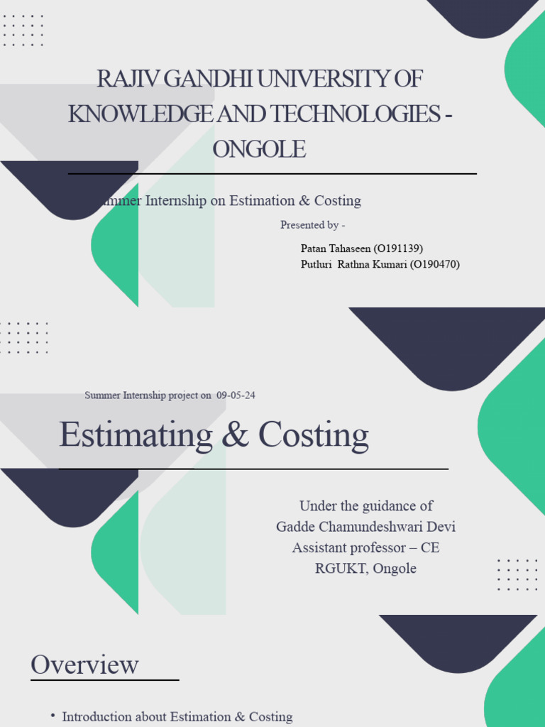 Estimation & Costing | PDF | Volume | Machine Learning