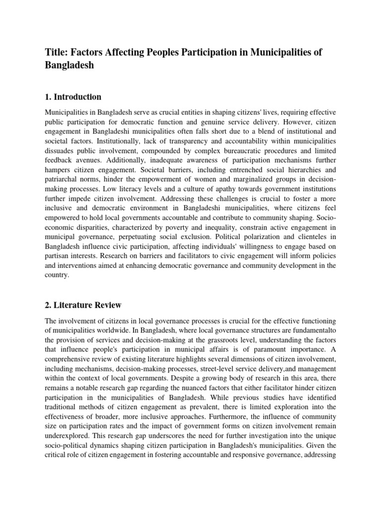 Research Proposal (Abu Zihad) | PDF | Governance | Public Participation