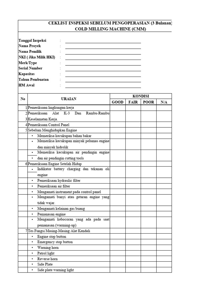 Cek List CMM | PDF