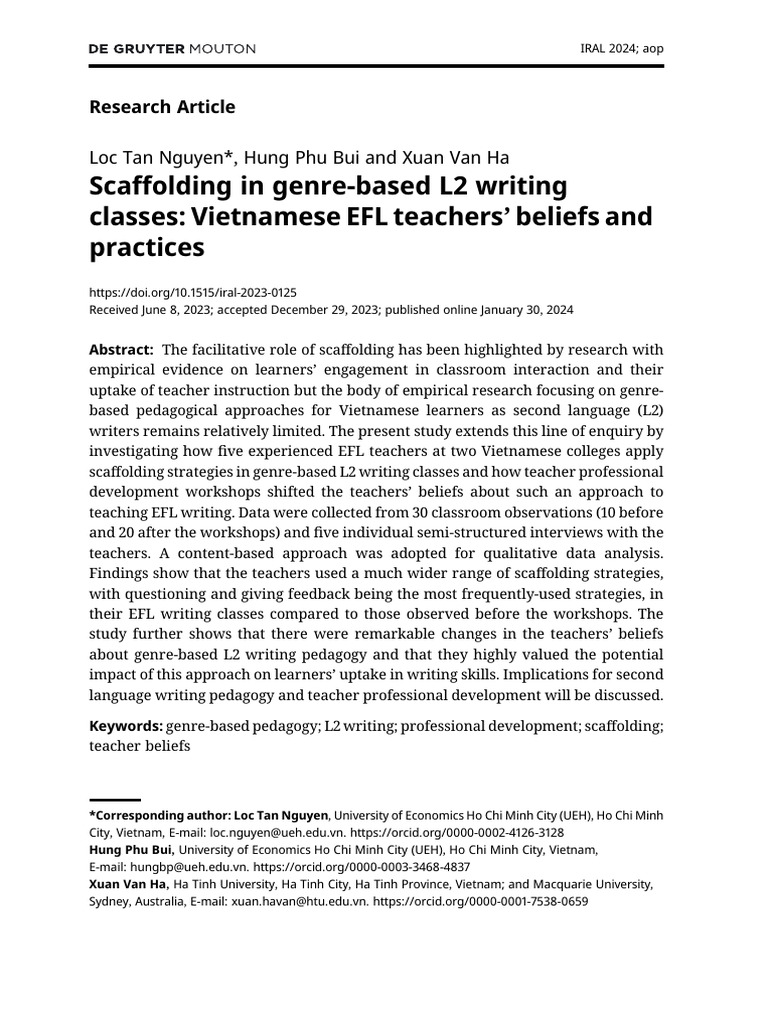 52 Bài Scaffolding 10.1515 - Iral-2023-0125 | PDF | English As A Second ...