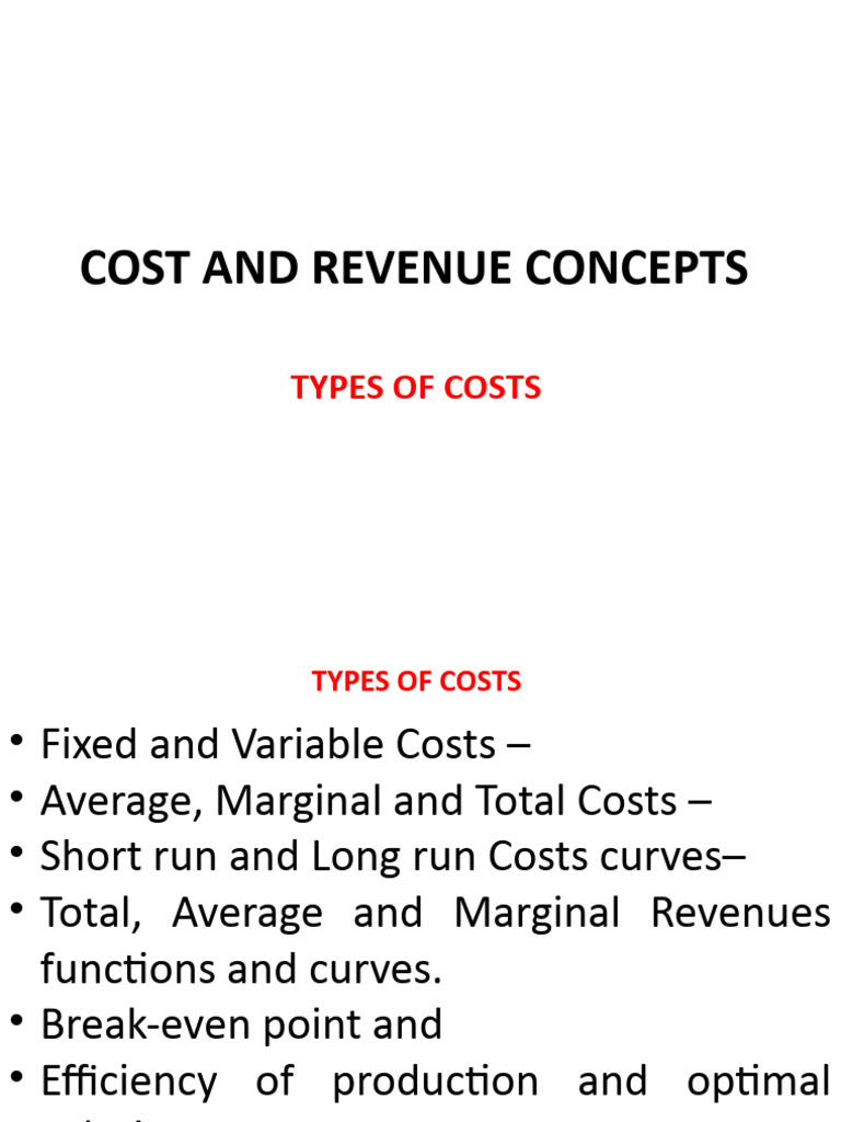 Types of Costs | PDF | Long Run And Short Run | Marginal Cost