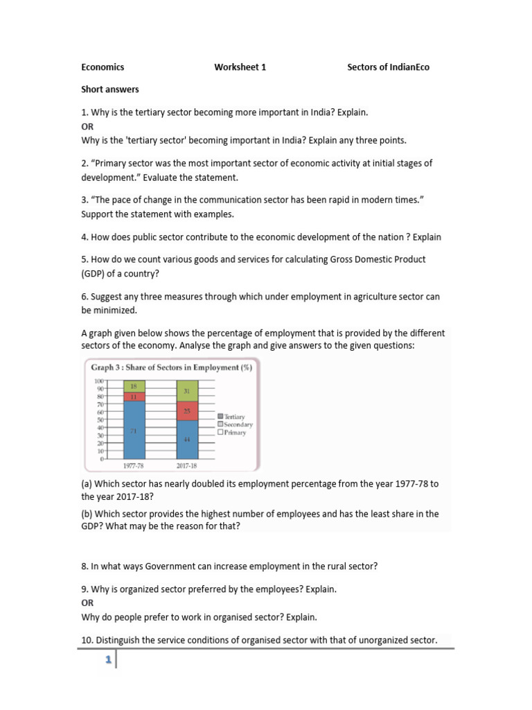 Sectors of IndianEco Worksheet1 | PDF | Gross Domestic Product | Employment