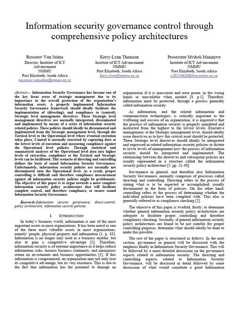 Paper 2 | PDF | Information Security | Governance