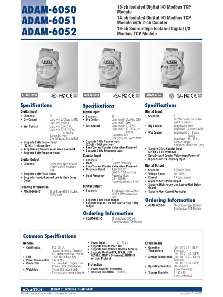 ADAM-6050_6051_6052_DS(070523)20230712125331 | Download Free PDF ...