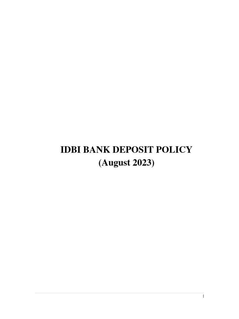 IDBI Bank Deposit Policy Overview | PDF | Banks | Deposit Account