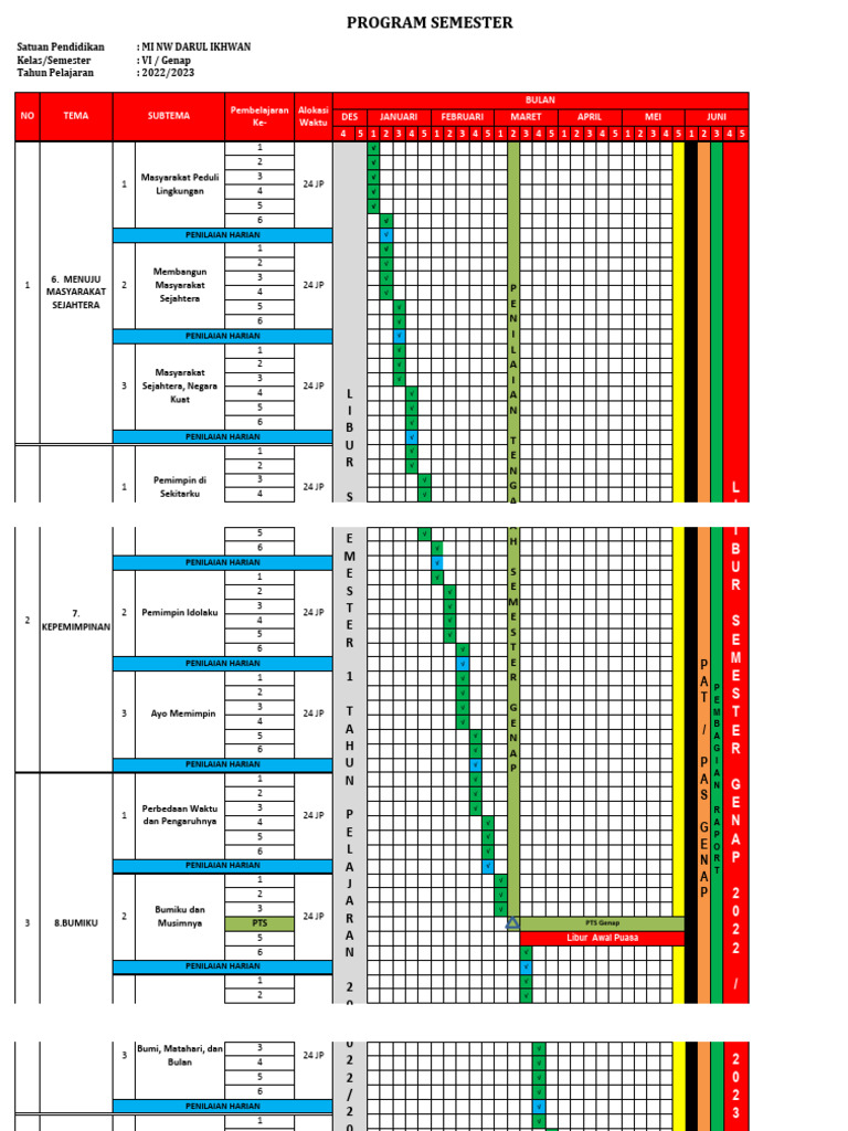 Prota Dan Prosem Kelas 6 | PDF