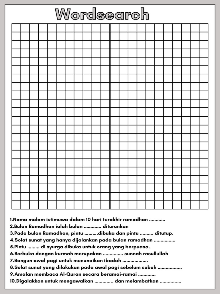 Black and White Wordsearch Early Finishers Worksheet | PDF