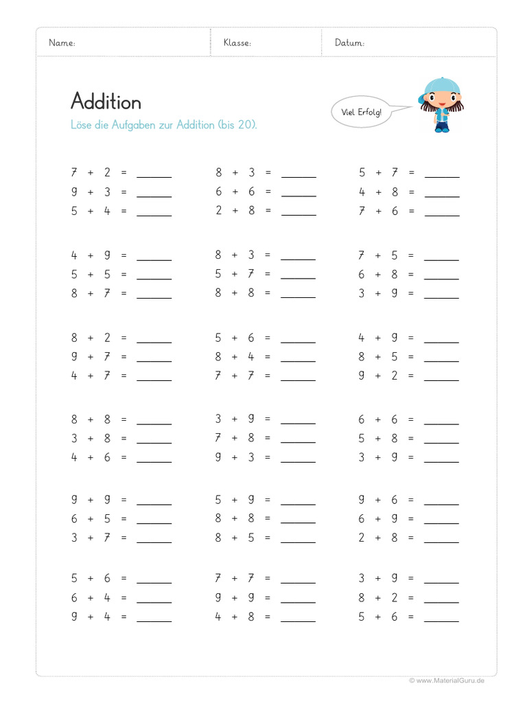 Arbeitsblatt Mathe Addition Bis 20 Mit Zehneruebergang 01 | PDF | Computers