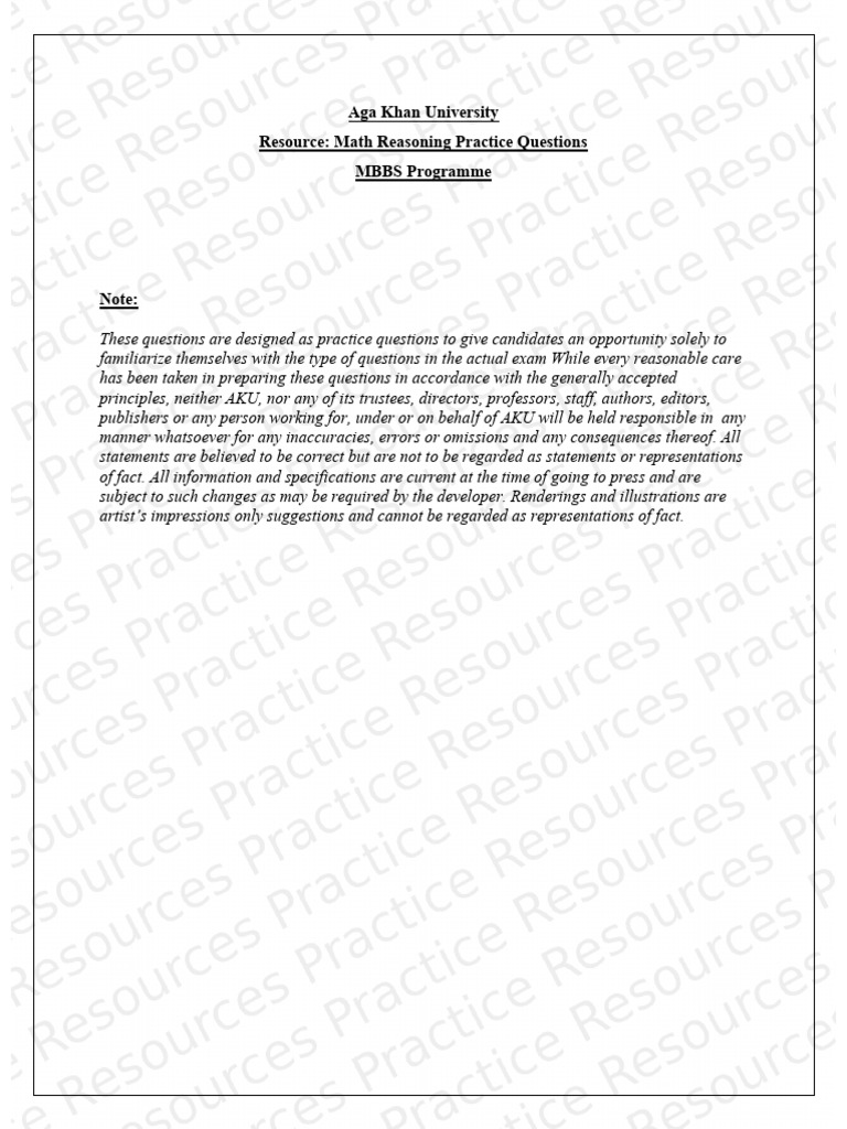 PR Mbbs Mathematics Reasoning | PDF | Temperature | Area