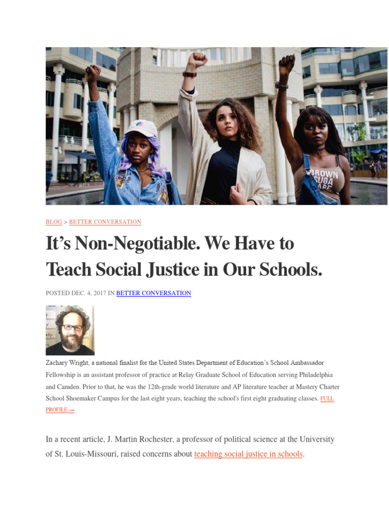 Teaching Social Justice in Schools | PDF | Curriculum | Justice