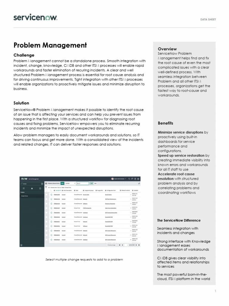 Problem Management Data Sheet | PDF | Computing | Information Technology