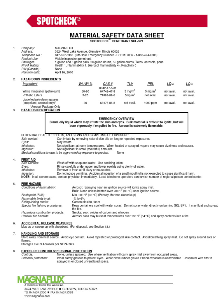 MSDS Panetrant SKL-SP 1 | PDF | Fires | Combustion